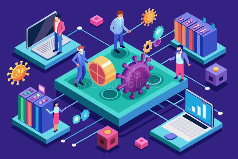 A Detailed Isometric Representation Showcasing Virus Transmission ...