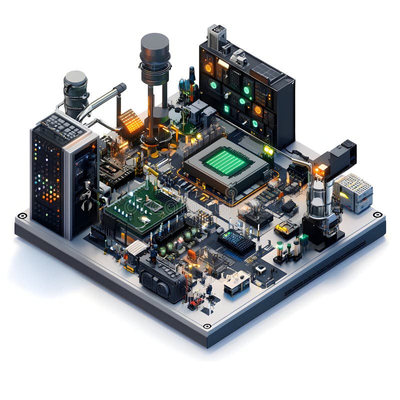 Detailed Isometric View of a Complex Electronic System Stock ...