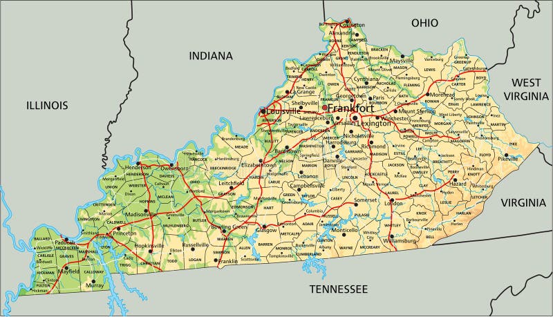Kentucky Physical Map