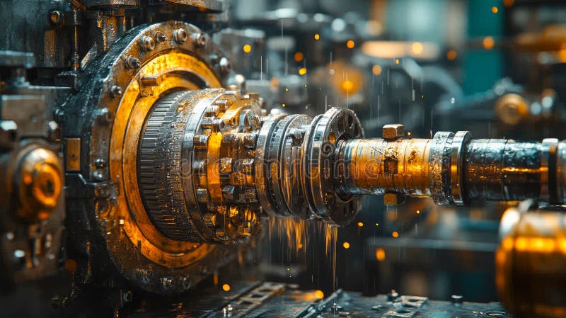 A Detailed Lathe Machine in an Industrial Workshop, Showcasing Classic ...