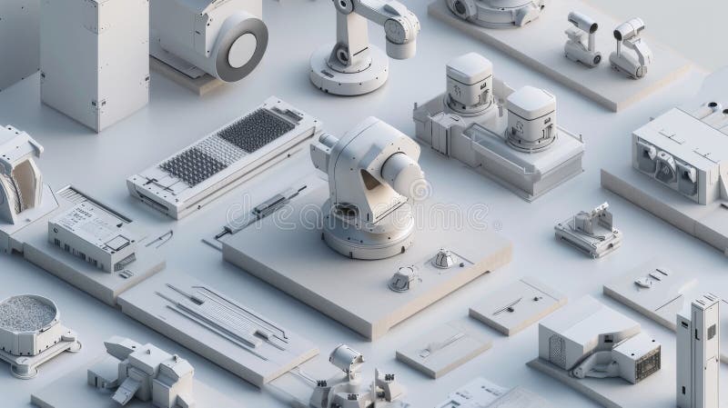 Detailed Layout of Industrial Robotic Components in Assembly Stock ...