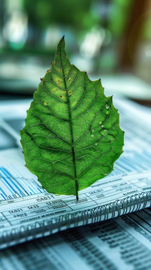 Detailed Leaf on Document Papers Depicting Nature Interplay with ...