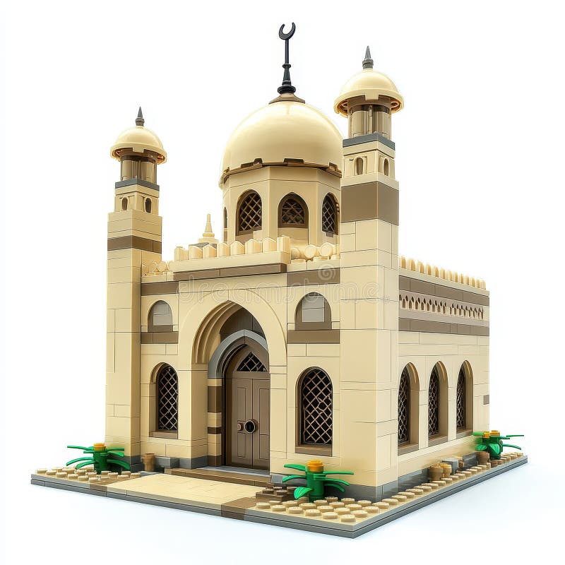 A Detailed LEGO Model of a Mosque Featuring Domes and Towers ...