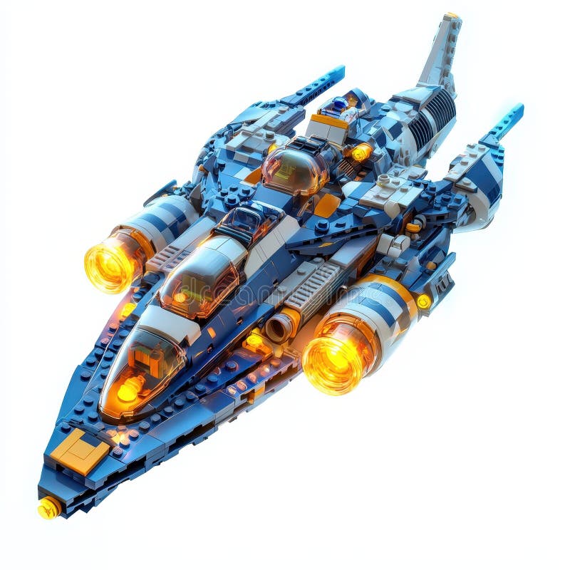 A Detailed LEGO Spaceship Model Featuring Lights and Intricate Design ...