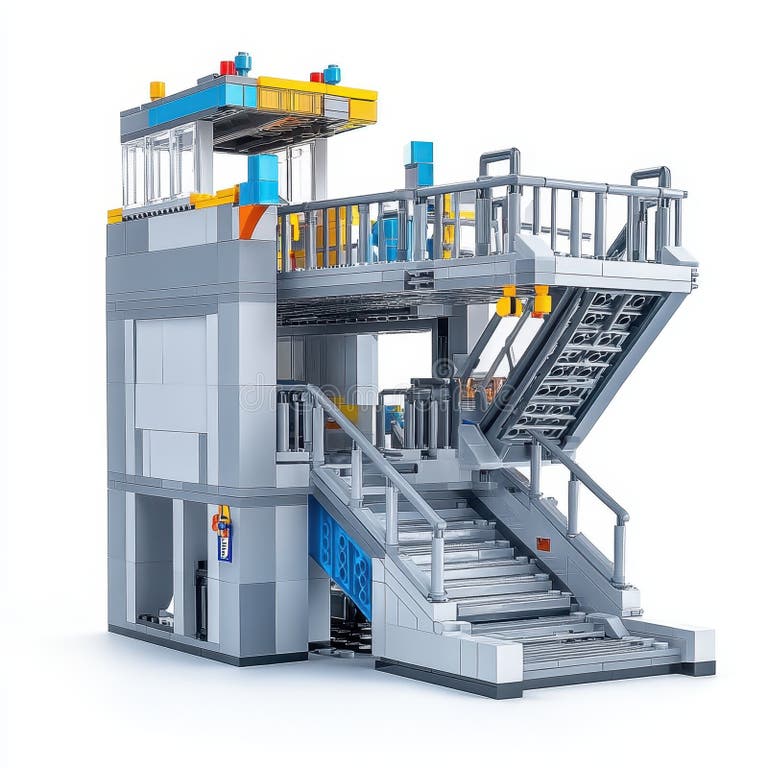 A Detailed LEGO-style Building Model Featuring a Multi-level Structure ...