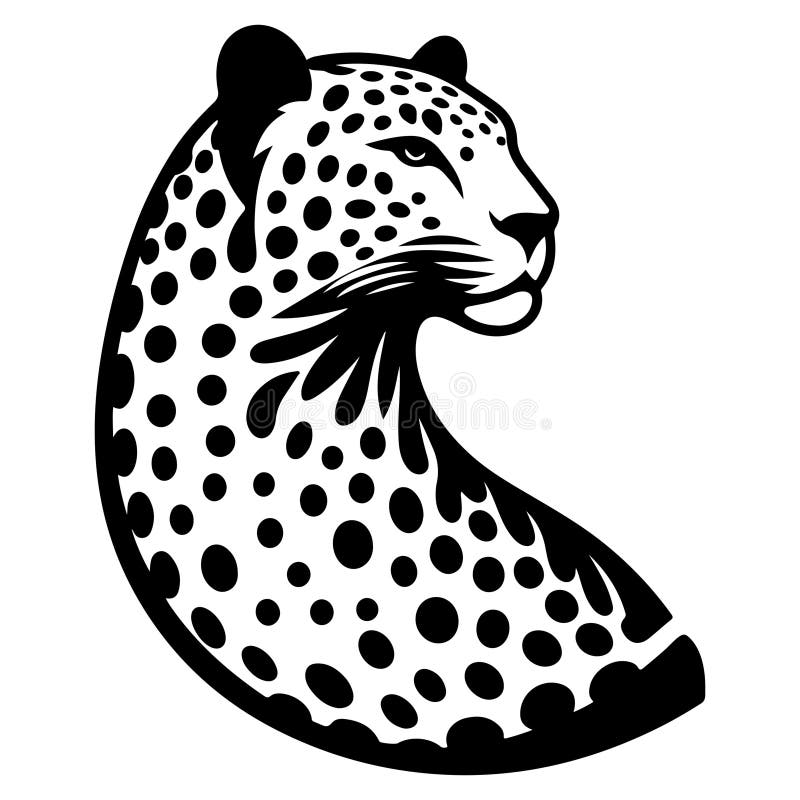 Detailed Leopard Face Modern Wildlife Design with Dotted Patterns Stock ...