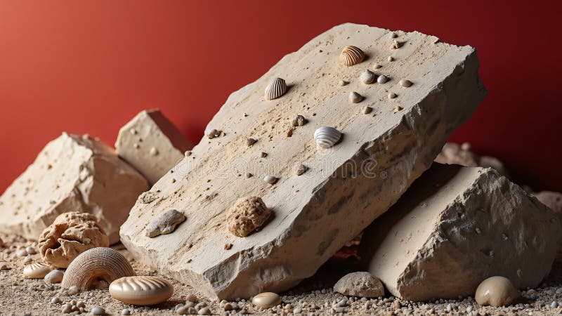 Detailed Limestone Render with Fossils & Shells, High Quality Image ...