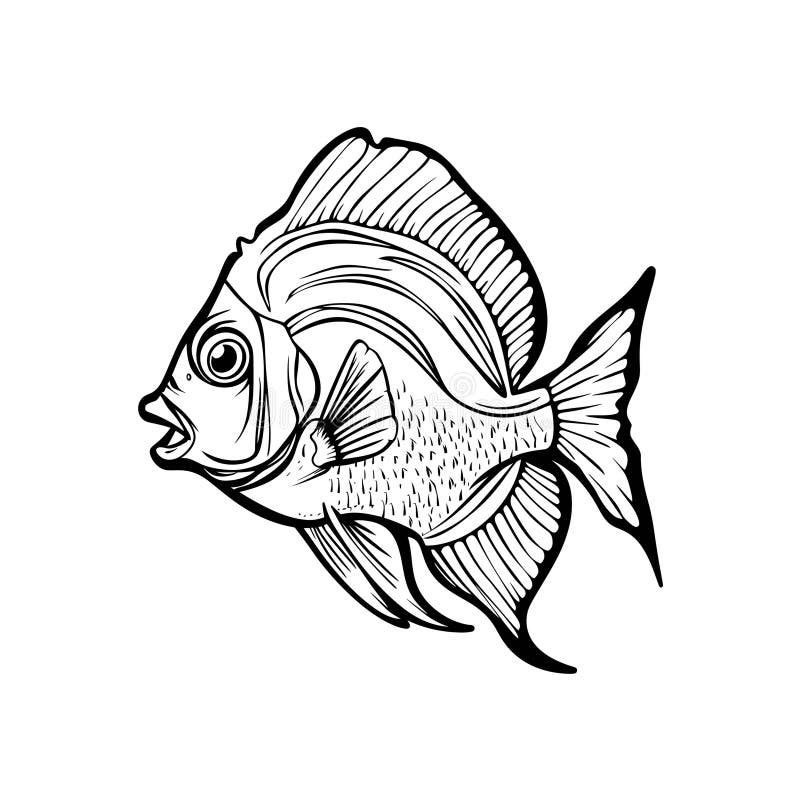 Detailed Line Art of Exotic Fish. Vector Illustration Design Stock ...