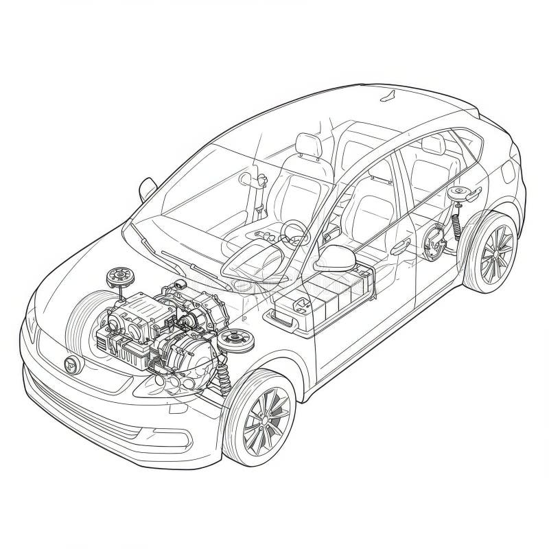 Line Drawing Car Components Stock Illustrations – 358 Line Drawing Car ...