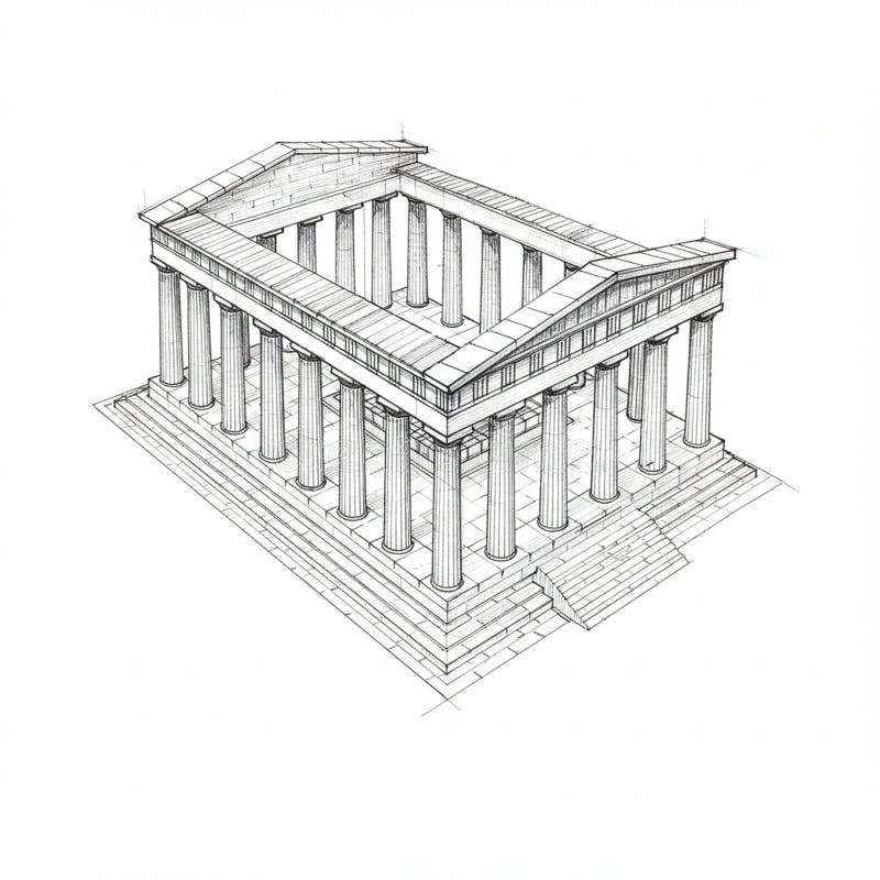 Greek Doric Temple Drawing Stock Illustrations – 438 Greek Doric Temple ...