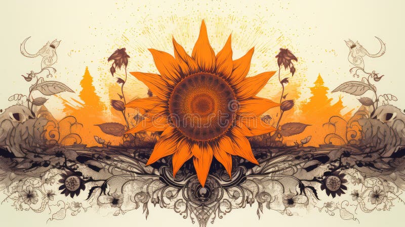 Detailed line drawing sun stock image. Image of balanced - 373882529