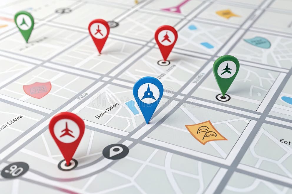 Detailed Location Navigation Map Icons for Precise GPS Direction and ...