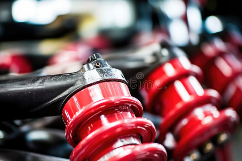 A Detailed Look at the Front Suspension System of a Motorcycle Stock ...