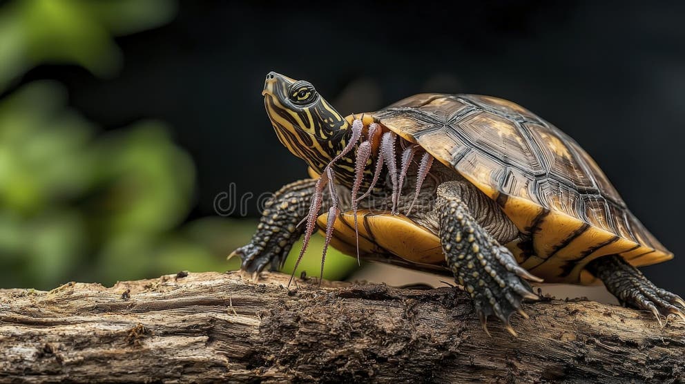Macro View of Parasitic Leeches on Turtle Shell Intricate Wildlife ...