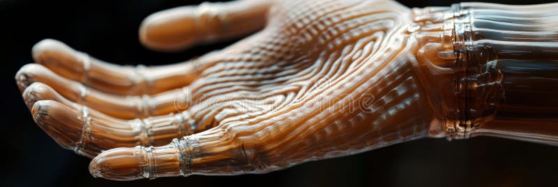 A Detailed Look at a Prosthetic Hand Featuring Realistic Skin-like ...