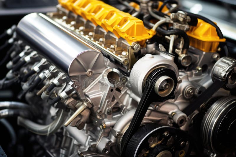 A Detailed Look at a Race Cars Engine Stock Photo - Image of power ...