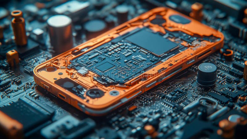 A Detailed Look at a Smartphone Exposed Internal Components, Showcasing ...