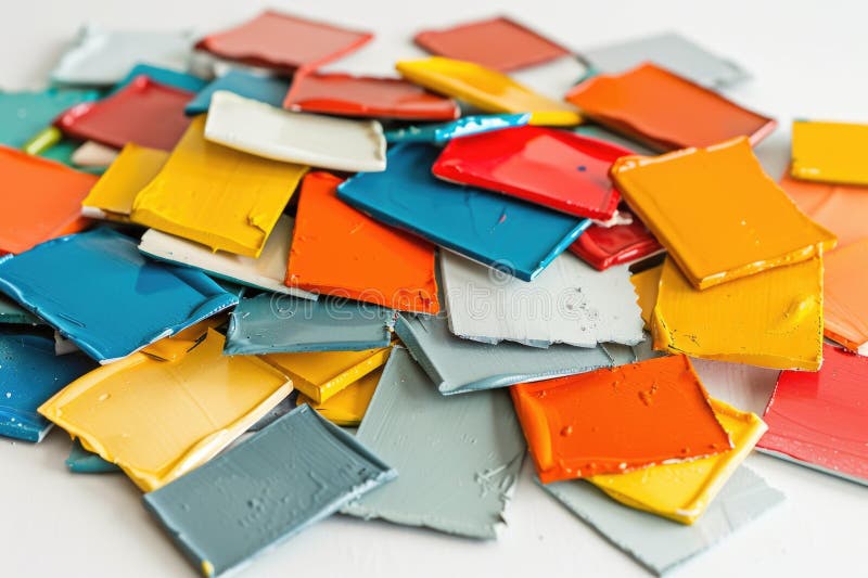 A Detailed Look at a Stack of Bright, Multicolored Tiles Stock ...