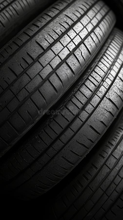 A Detailed Look at Stacked Black Tire Treads, Highlighting Their ...
