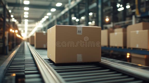 Efficient Package Sorting Process Warehouse Industrial Operation High-tech Environment Aerial ...