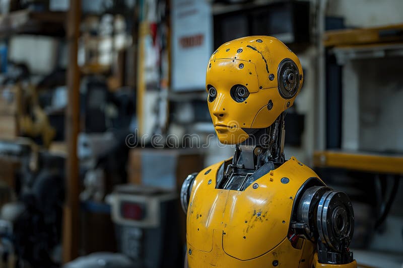 A Detailed Look at a Yellow Test Dummy in a Cluttered Workshop ...
