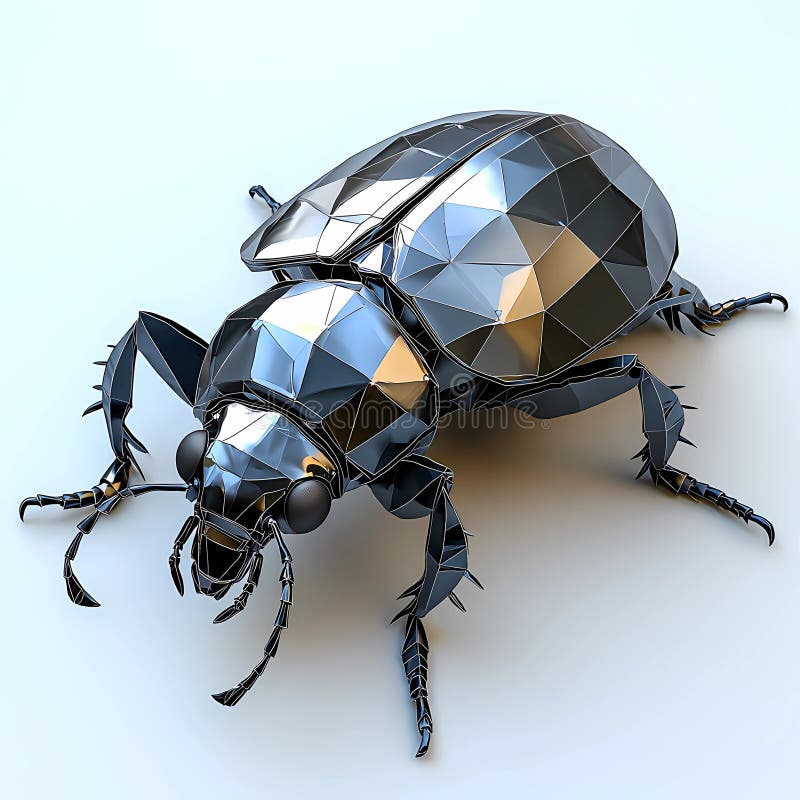 Low-poly Beetle Model Showcasing Geometric Design and Faceted Surfaces ...