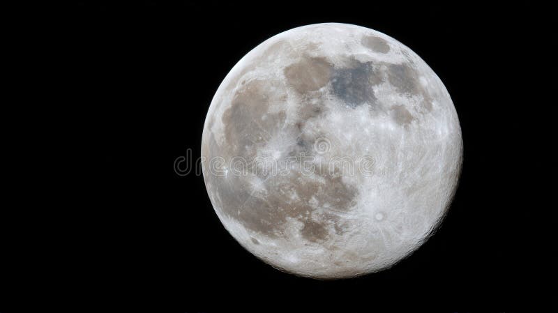Close Up Lunar View of the Moon in Dark Sky Stock Illustration ...
