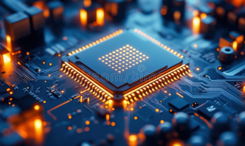 Detailed Macro Closeup of Computer Processor Architecture Stock Illustration - Illustration of ...