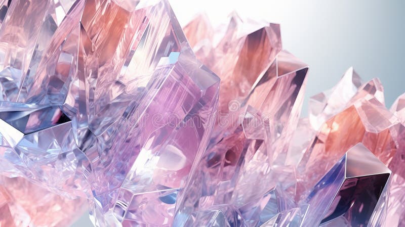 Detailed Macro of Crystal Formations Flying on White Background AI ...