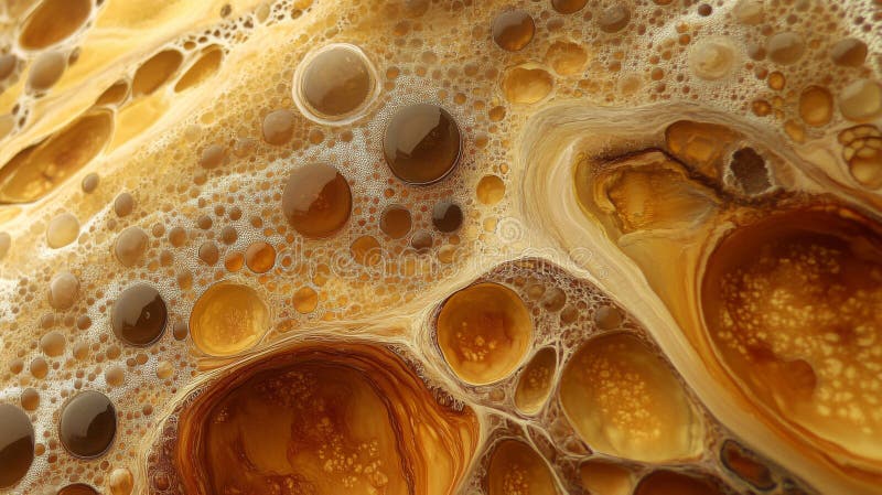 Detailed Macro of Golden and Brown Bubbles Texture with Round Shapes ...