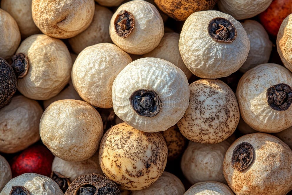 A Detailed Macro Image Showcasing the Texture of White Pepper Kernels ...