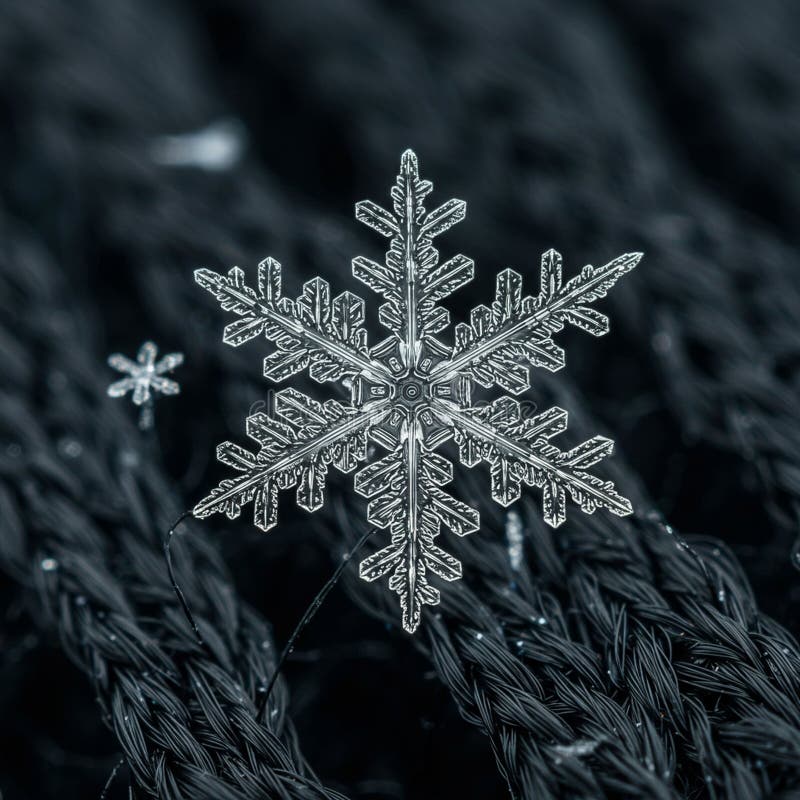 A Detailed Macro Photograph of a Snowflake Displaying Its Intricate ...