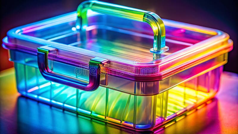 Detailed Macro Photography of a Clear Plastic Box with Handle Closeup ...