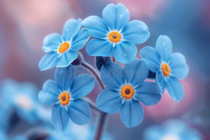 Detailed Macro Photography of a Cluster of Tiny Blue Forget-me-nots ...