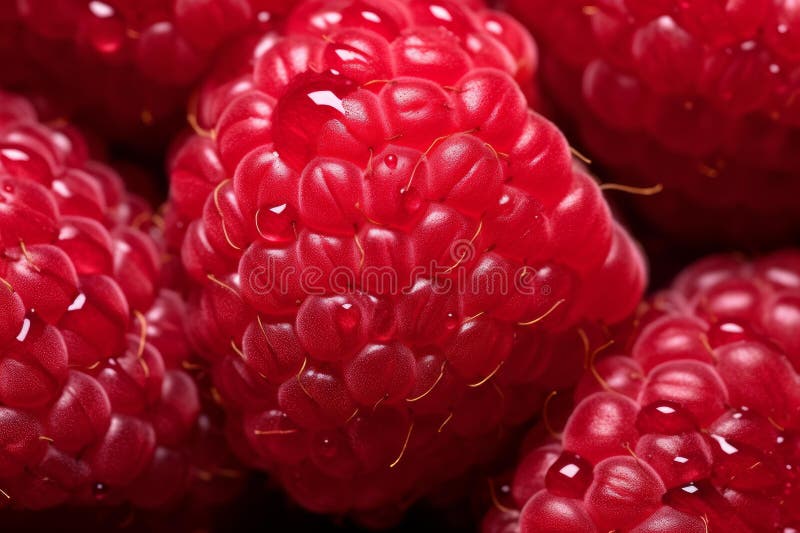 Detailed Macro Raspberry Closeup. Generate Ai Stock Image - Image of ...