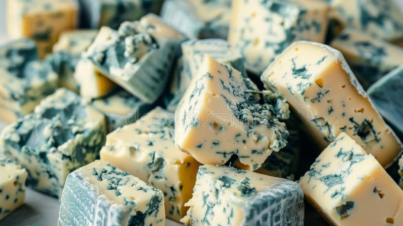 Detailed Macro Shot of Blue Cheese with Intricate Mold Patterns and ...