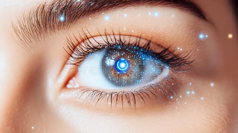 Futuristic Glowing Eye with Sci-fi Elements Stock Photo - Image of macro, glow: 356700596