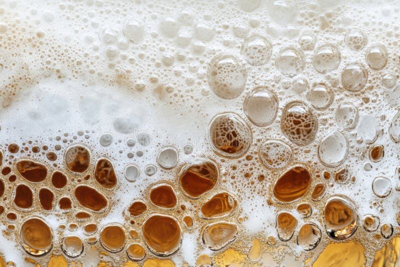 Detailed Macro Shot Captures the Complexity of Beer Foam and Bubbles ...