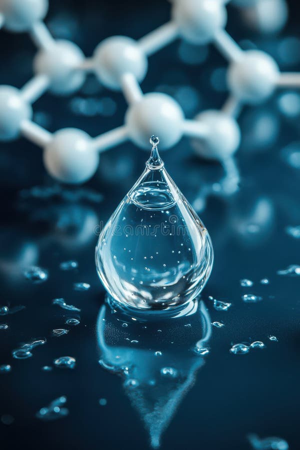Macro Shot of a Single Water Droplet with a Molecular Structure ...