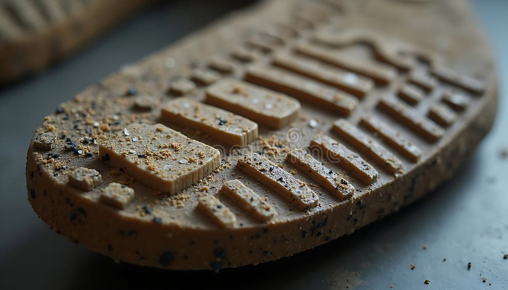 Detailed Macro Shot of a Textured Shoe Sole with Embedded Particles ...