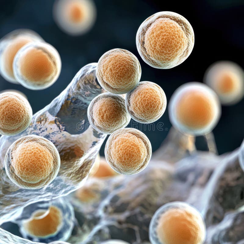 Detailed Macro Shot of Yeast Cells Showcasing Budding Forms Under Stock ...