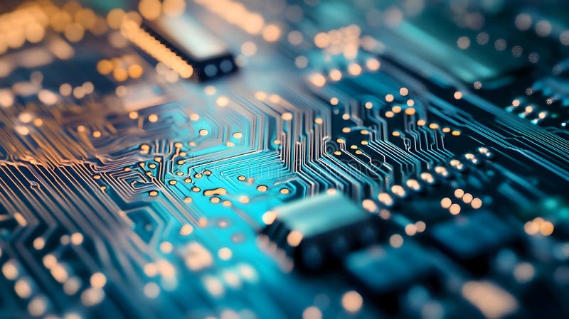 Detailed Macro View of a Circuit Board Showing Complex Electrical ...