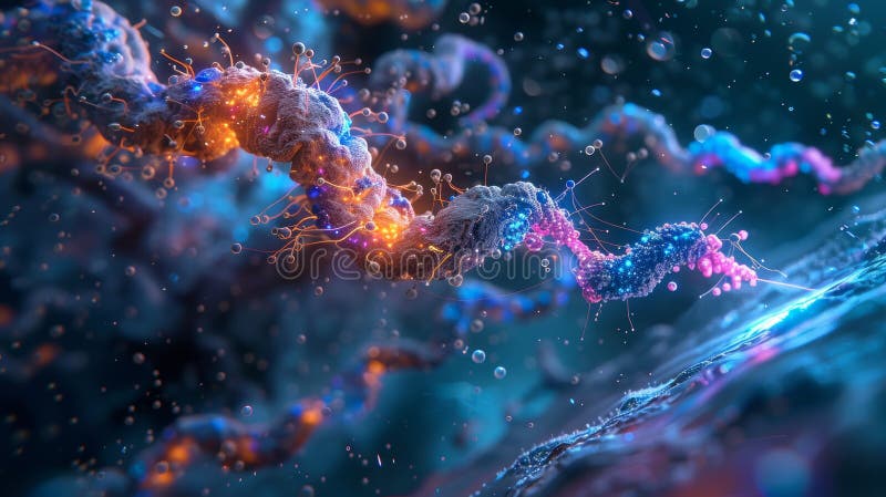 A Detailed Macro View of Colorful Protein Molecules in an Abstract ...