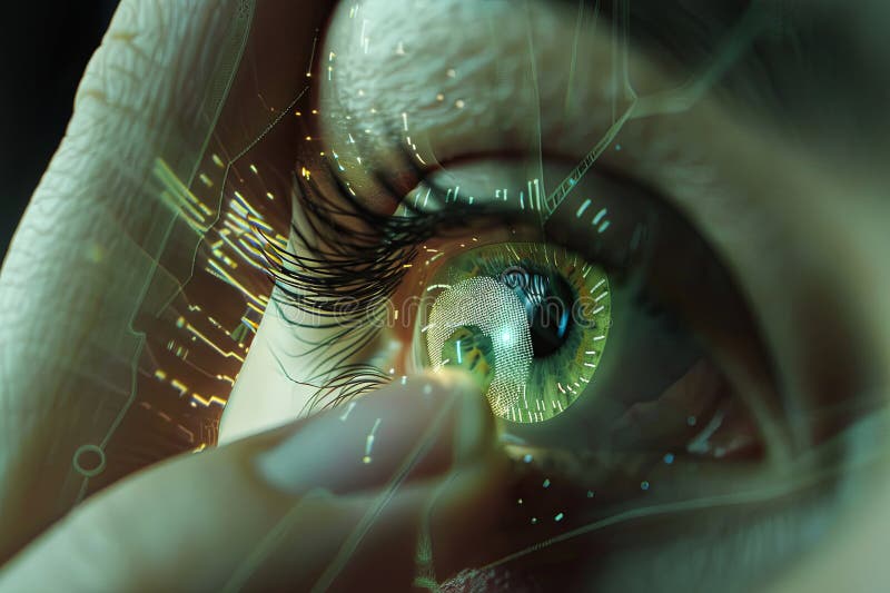 A Detailed Macro View of an Eye Undergoing a Biometric Iris Scanning ...