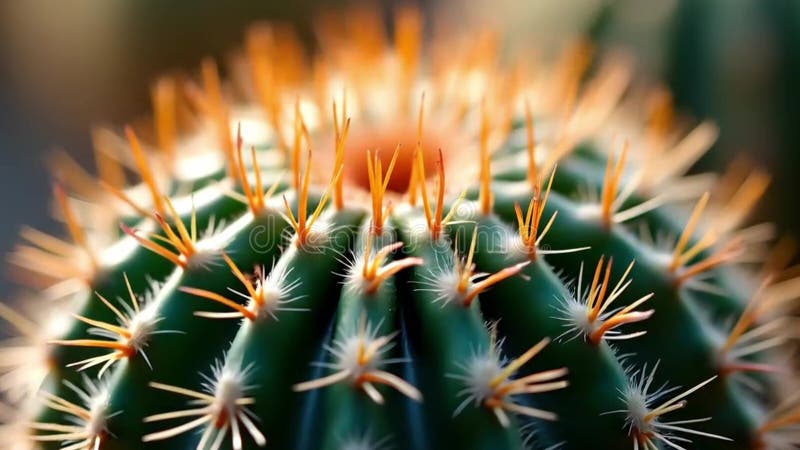 Detailed Macro View of a Green Cactus with Sharp Needles in Natural ...