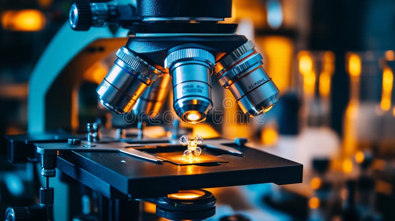 Detailed Macro View of a Modern Microscope Setup Stock Photo - Image of ...