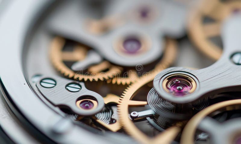 A Detailed Macro View Reveals the Complex Gears and Ruby Bearings ...