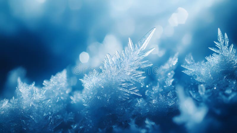 Detailed Macro View Reveals Delicate Ice Crystal Formations with ...