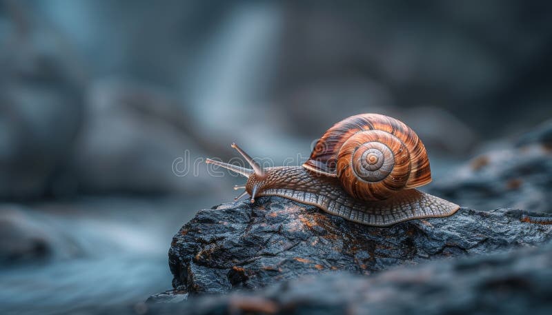 Detailed Macro View of a Snail on a Tabletop Surface for a Vivid Visual ...