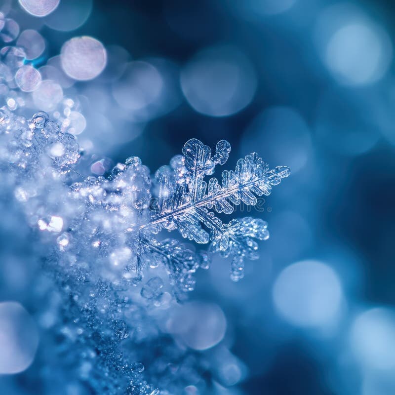 Macro View of Snowflake with Bokeh Background Stock Image - Image of ...